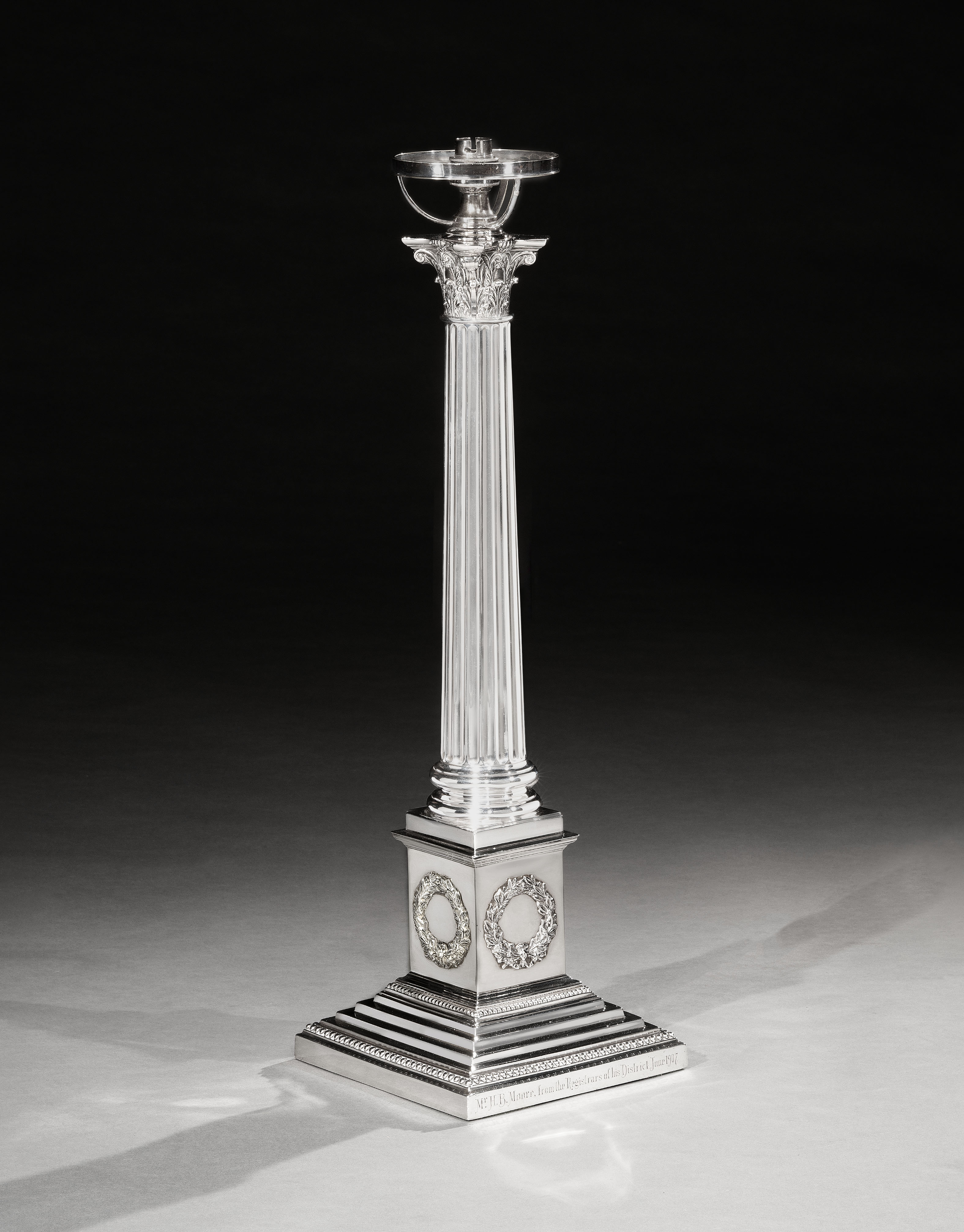 A SILVER COLUMN LAMP | Fine Furniture | Mackinnon